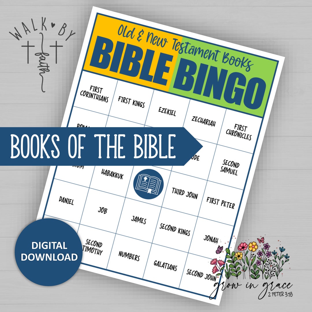 Books of the Bible Bingo Game, Printable Bible Game for Kids, Youth ...