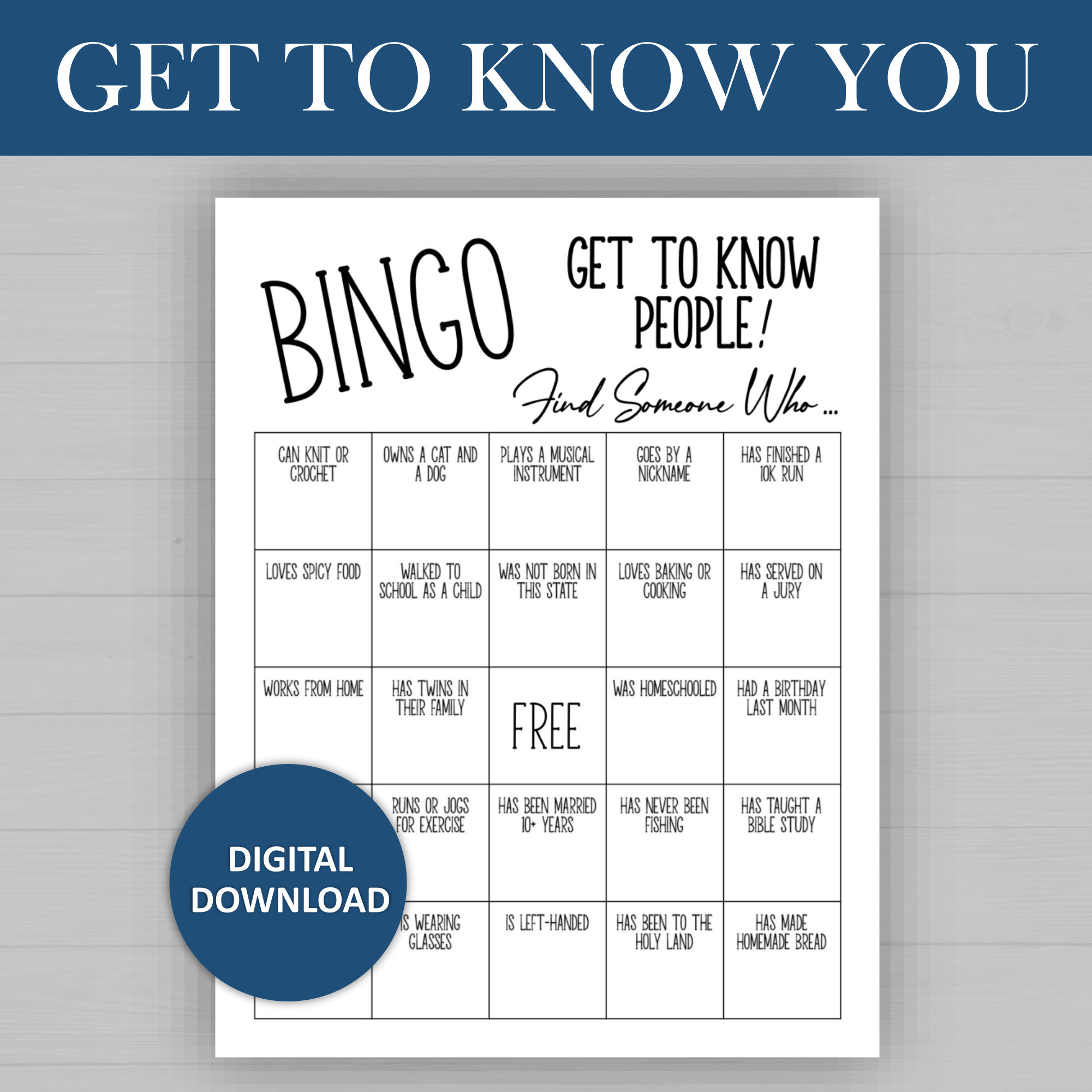 Church Bingo Game Printable Find Someone Who Game Christian Icebreaker ...