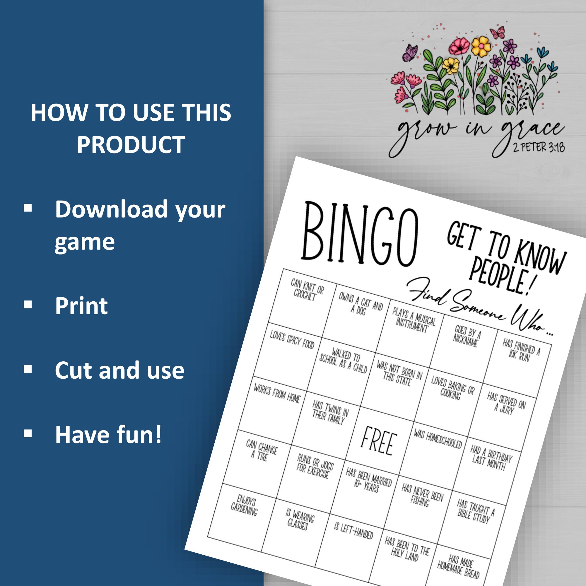 Get to Know You Find the Guest Bingo Game for Church Groups, Mix and ...