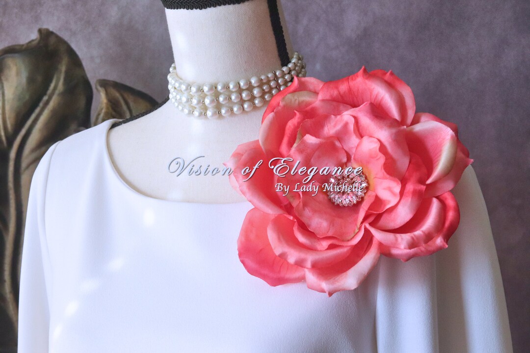 Pink Shoulder Pin / Silk Flower / Shoulder Corsage / Flower Pin ...