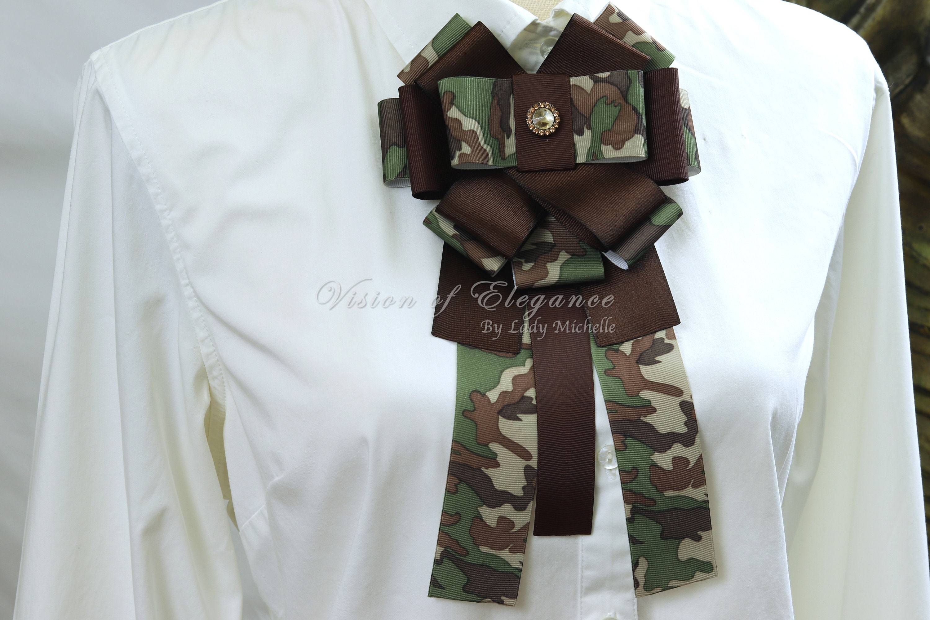 Camouflage Bow Brooch Brown Tie Pin Women's Accessory | Etsy