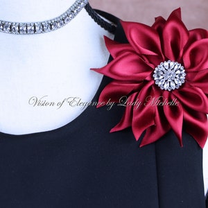 Red Flower Pin / Small Shoulder Brooch / Satin Pin / Satin Flower ...