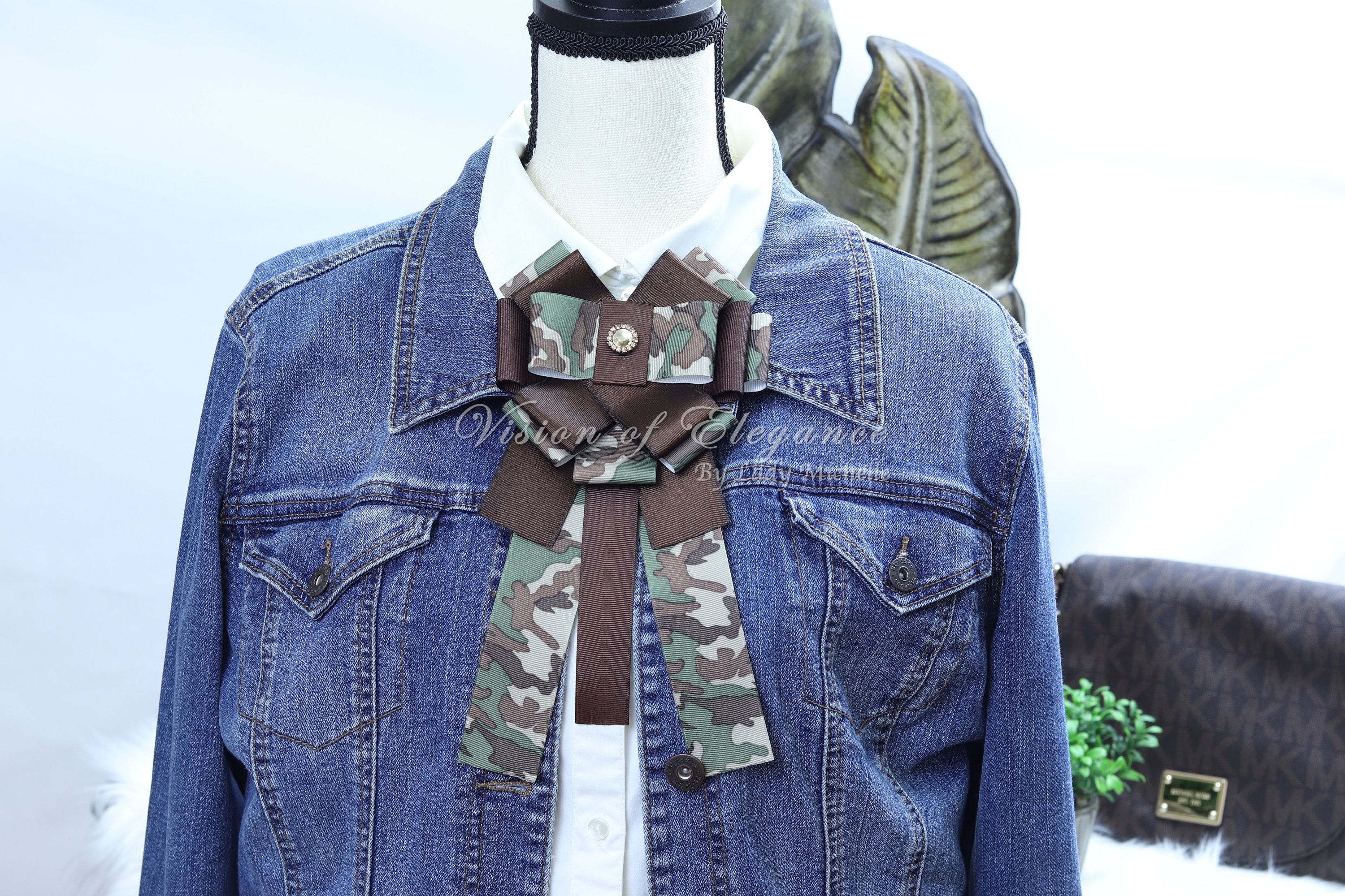 Camouflage Bow Brooch Brown Tie Pin Women's Accessory | Etsy