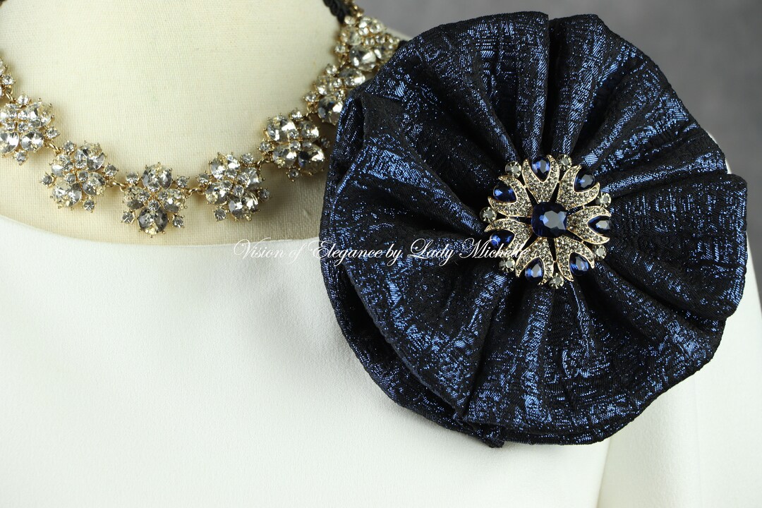 Blue Fabric Brooch | Shoulder Flower | Shoulder Corsage | Gift for ...
