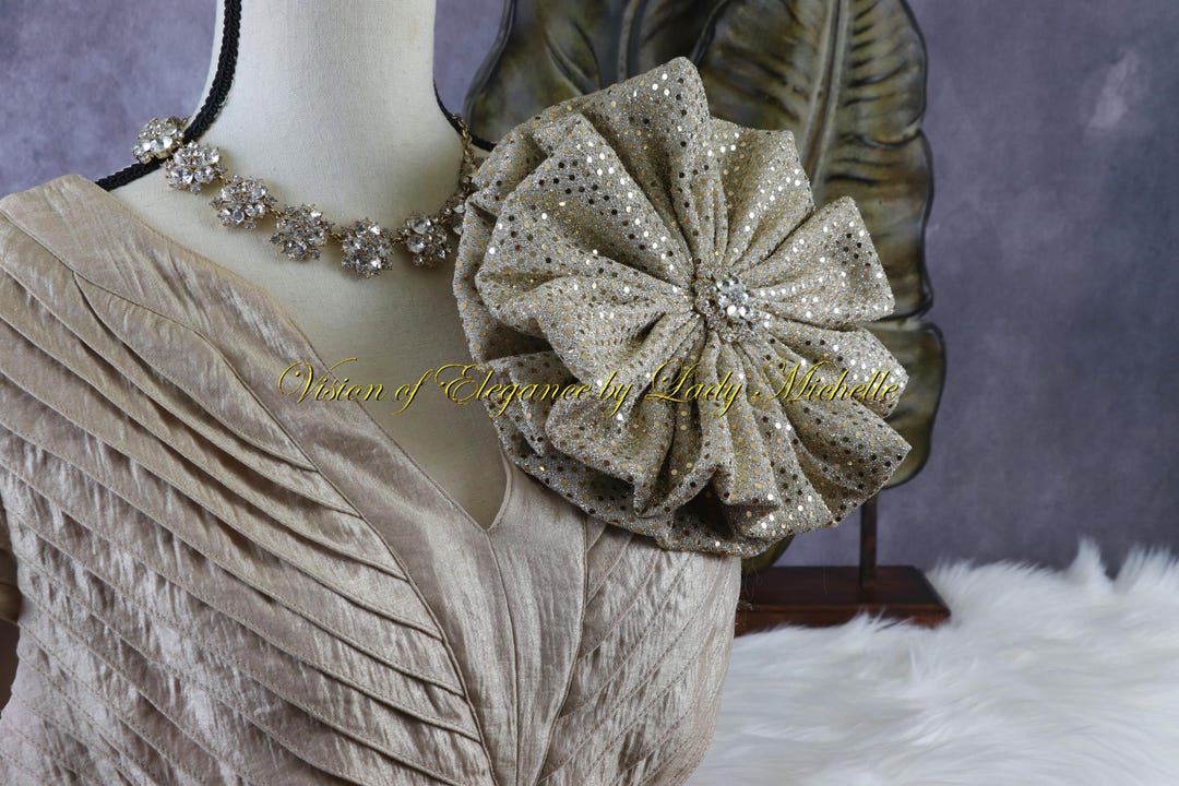 Cream and Gold Flower Corsage | Flower Shoulder Pin | Gift for First ...