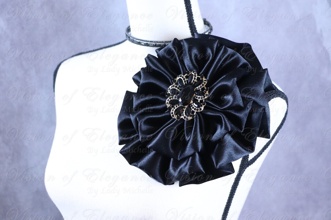 Black Flower Shoulder Pin Flower Brooch statement Piece - Etsy
