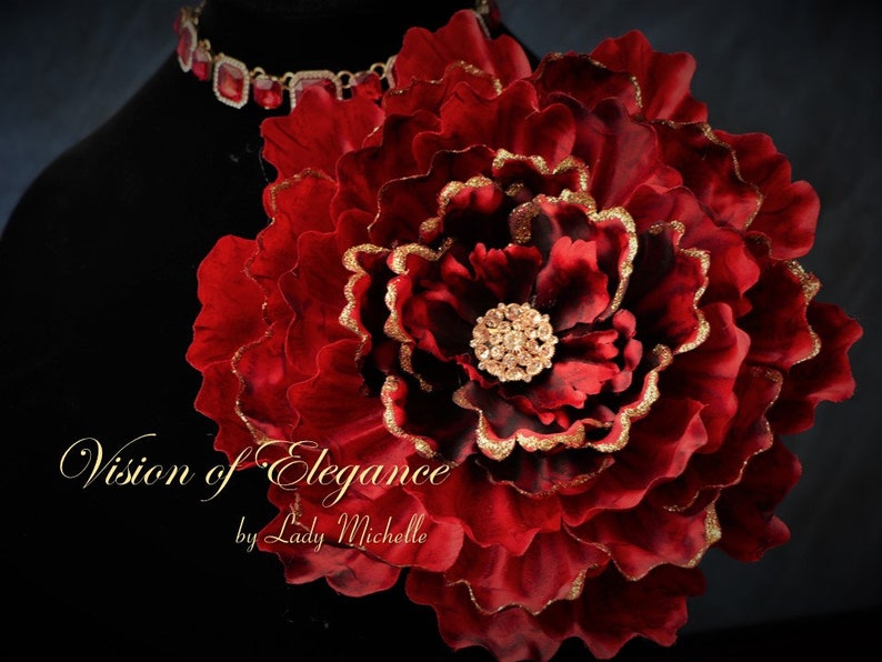 Red Silk Flower Shoulder Pin Shoulder Corsage Flower Pin | Etsy