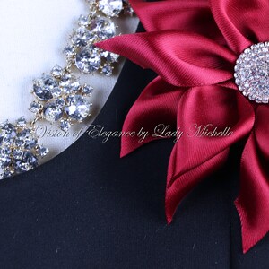 Red Flower Pin / Small Shoulder Brooch / Satin Pin / Satin Flower ...