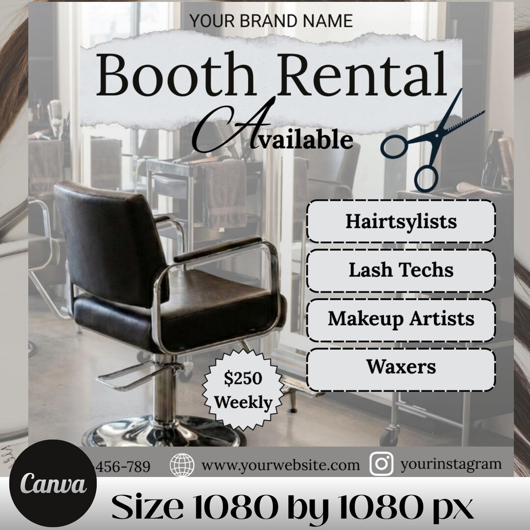 Booth Rental Flyer: Barber Booth Rental Social Media Flyer, Canva ...