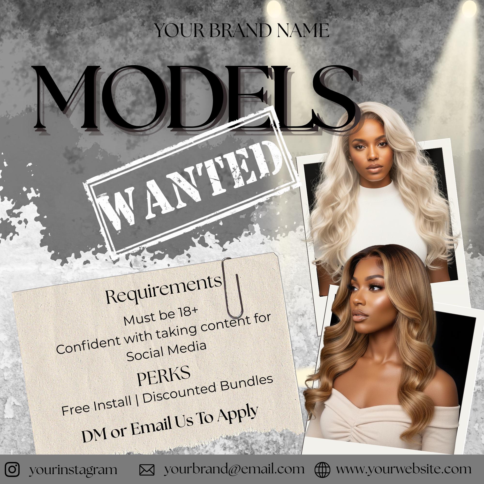 Looking for Models Flyer| Hair Models Wanted Flyer Template | Wig ...