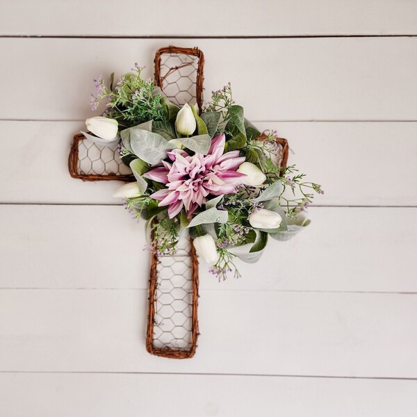 Easter Cross Wreath - Etsy