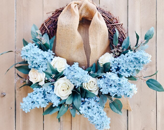 Felt Floral Navy Blue Wreath Outdoor/indoor - Etsy