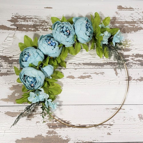 Light Blue Wreath Spring Peony Wreath Baby Blue Modern - Etsy
