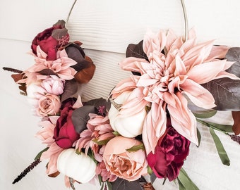 Pink Fall Wreath - Etsy