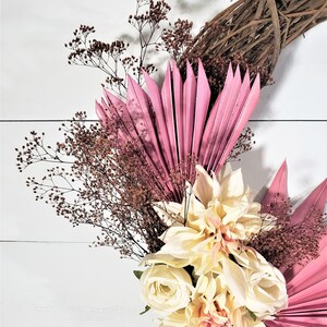 Palm Leaf Wreath Pink Wreath Summer Wreath Dried Palm Leaf - Etsy