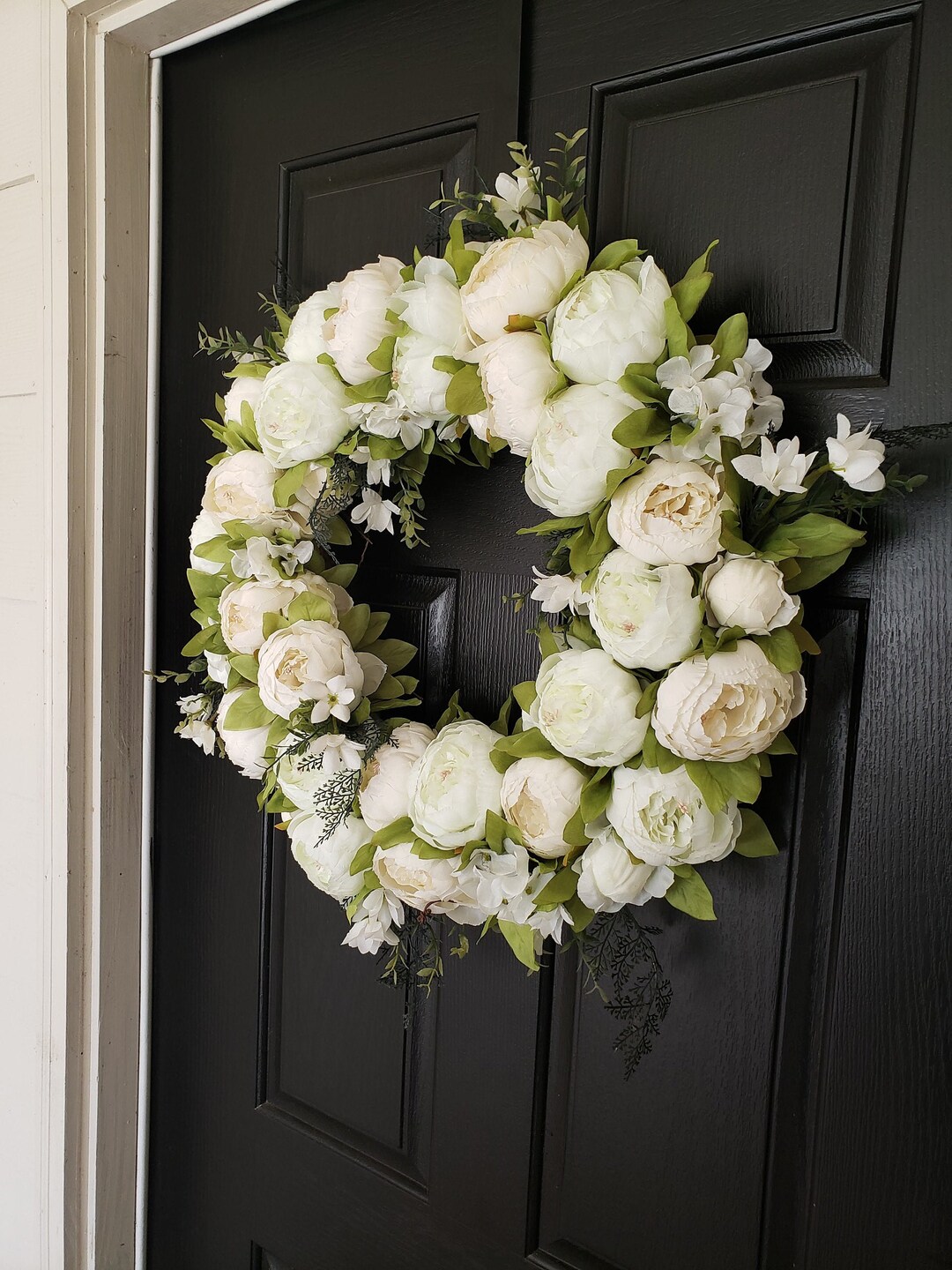 Spring Peony Wreath White Peony Wreath White and Green - Etsy