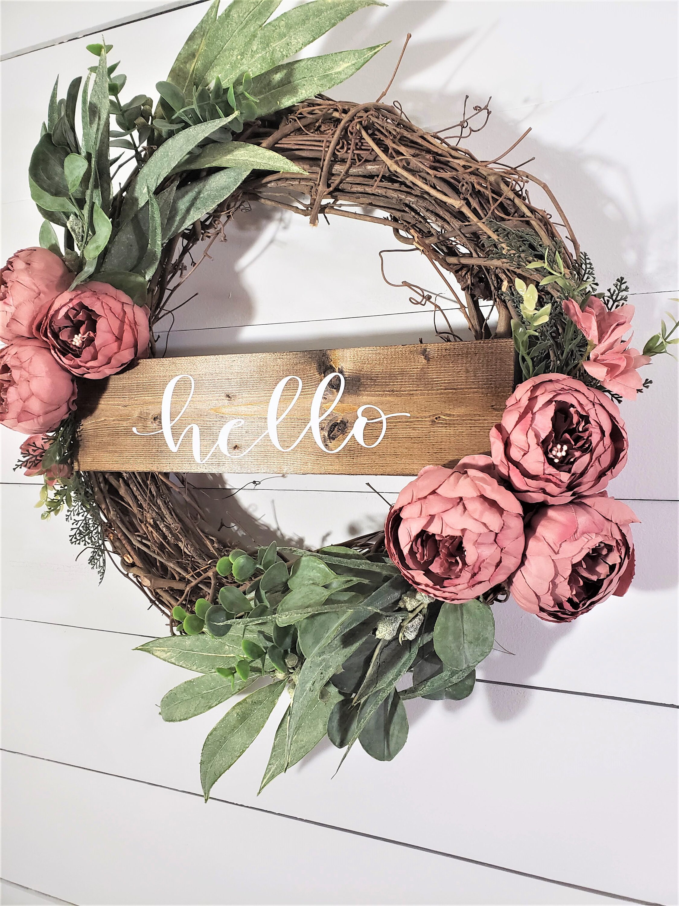 Personalized Wreath Peony Wreath Spring Peony Wreath Pink | Etsy