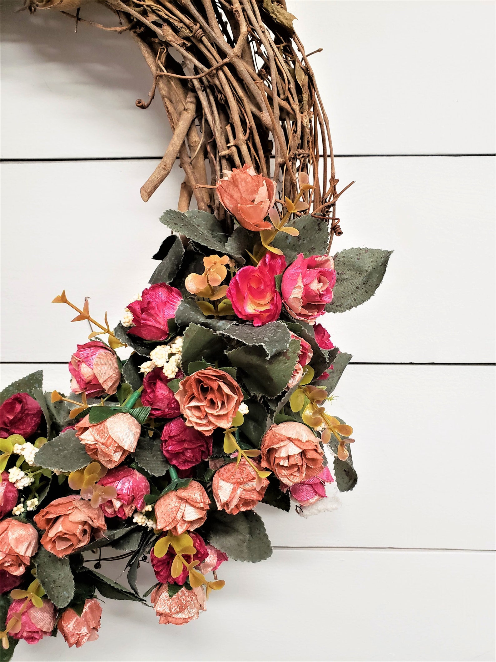 Pink Rose Wreath Vintage Rose Wreath Boxwood Wreath Rose - Etsy