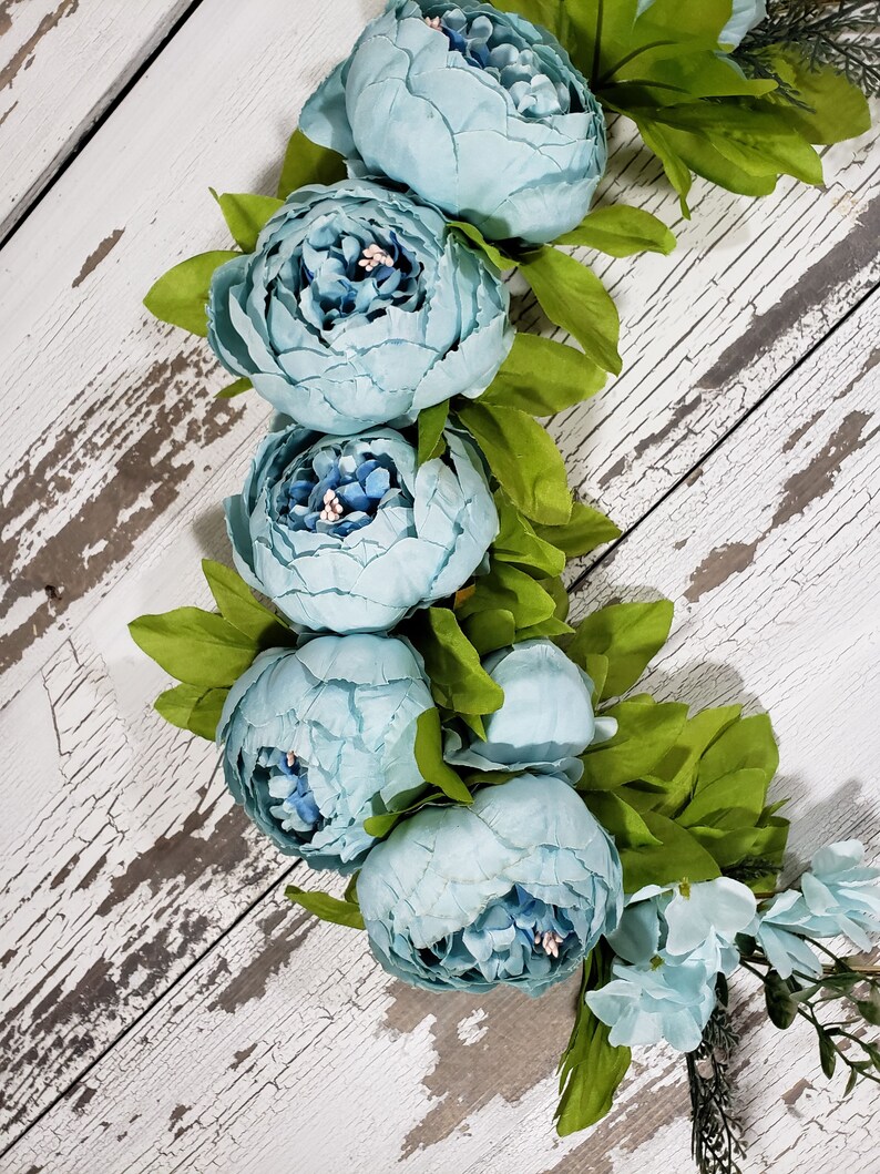 Light Blue Wreath Spring Peony Wreath Baby Blue Modern - Etsy