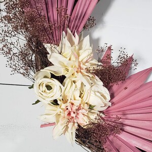 Palm Leaf Wreath Pink Wreath Summer Wreath Dried Palm Leaf - Etsy