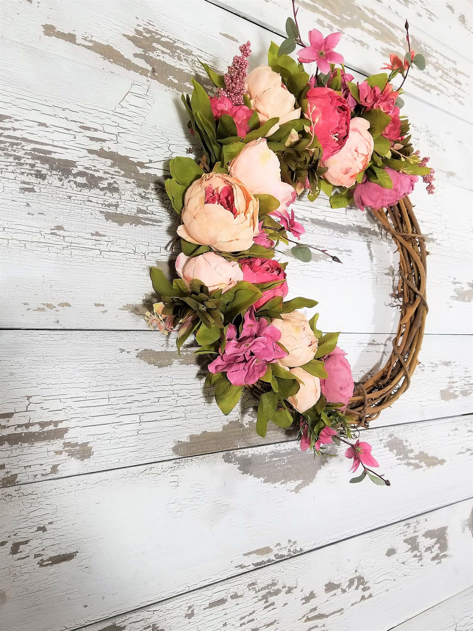 Pink Peony Wreath Spring Peony Wreath Pink Spring Wreath | Etsy