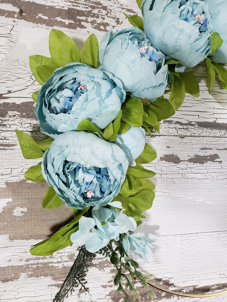 Light Blue Wreath Spring Peony Wreath Baby Blue Modern - Etsy