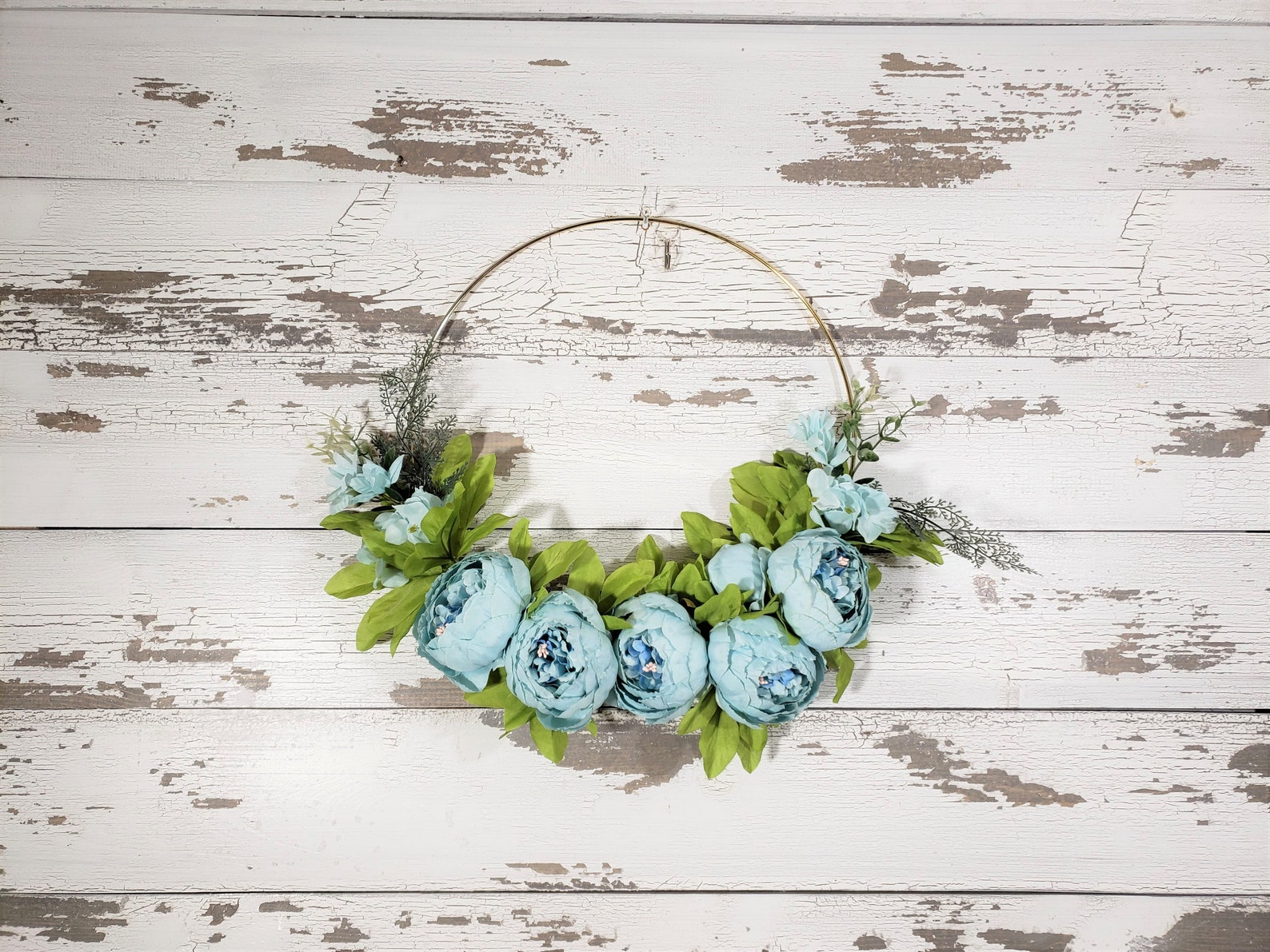 Light Blue Wreath Spring Peony Wreath Baby Blue Modern - Etsy