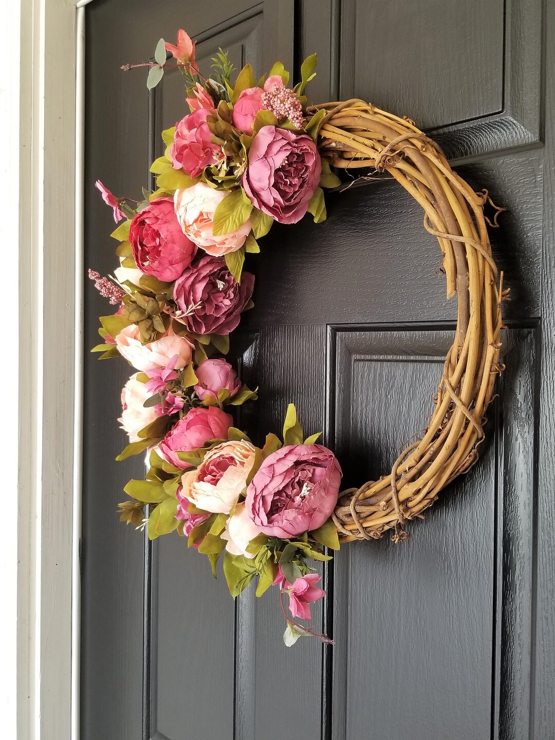 Pink Peony Wreath Spring Peony Wreath Pink Spring Wreath - Etsy