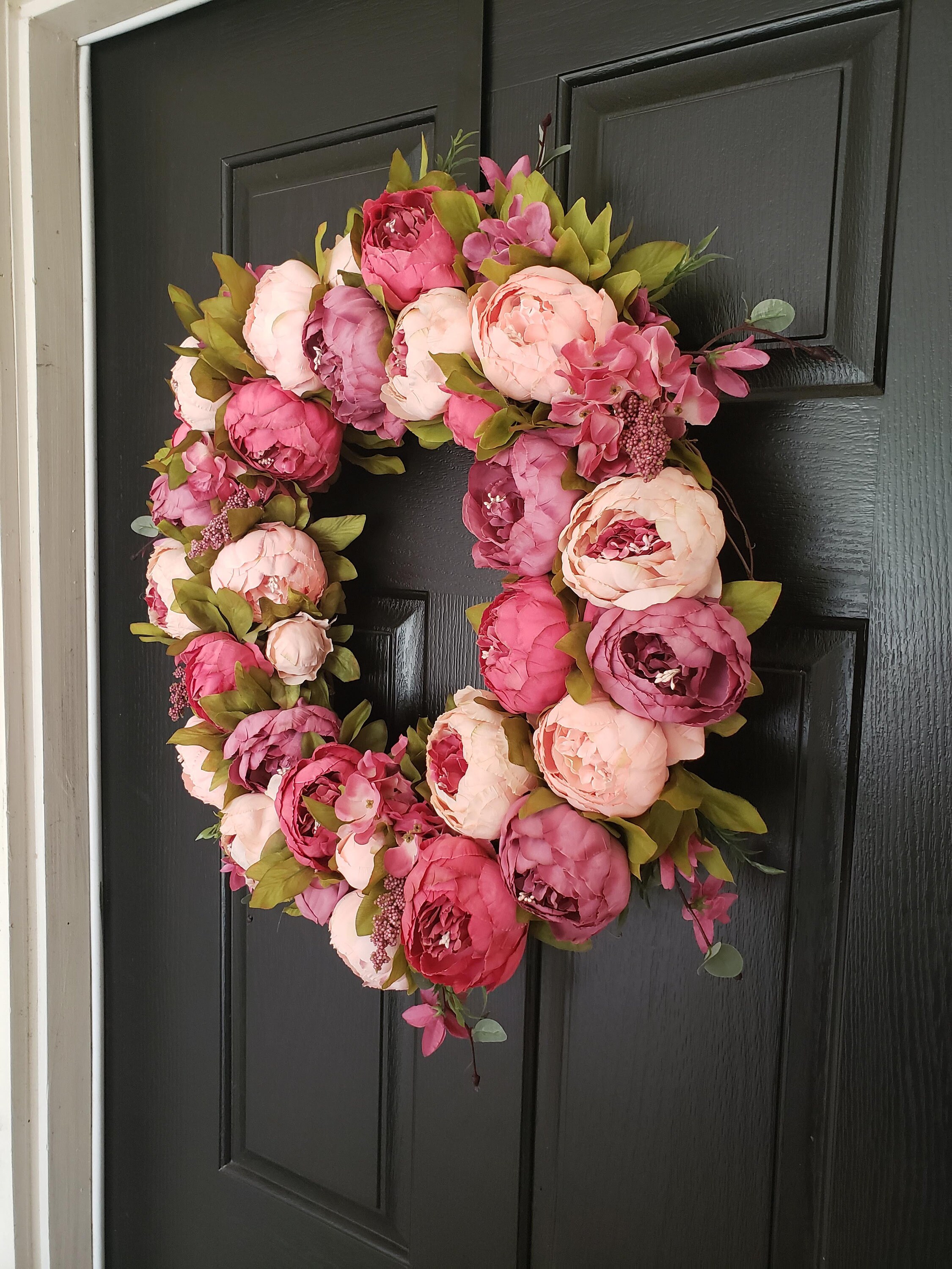 Spring Peony Wreath Pink Peony Wreath Peony Wreath for Front | Etsy
