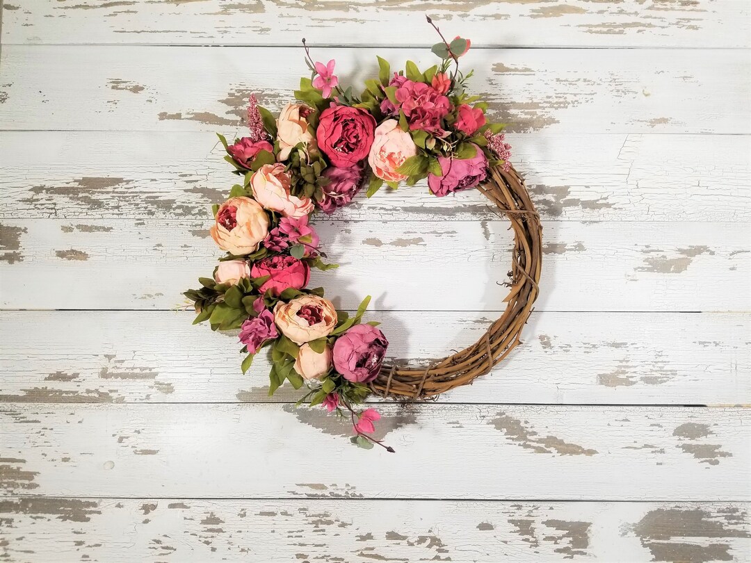Pink Peony Wreath Spring Peony Wreath Pink Spring Wreath - Etsy
