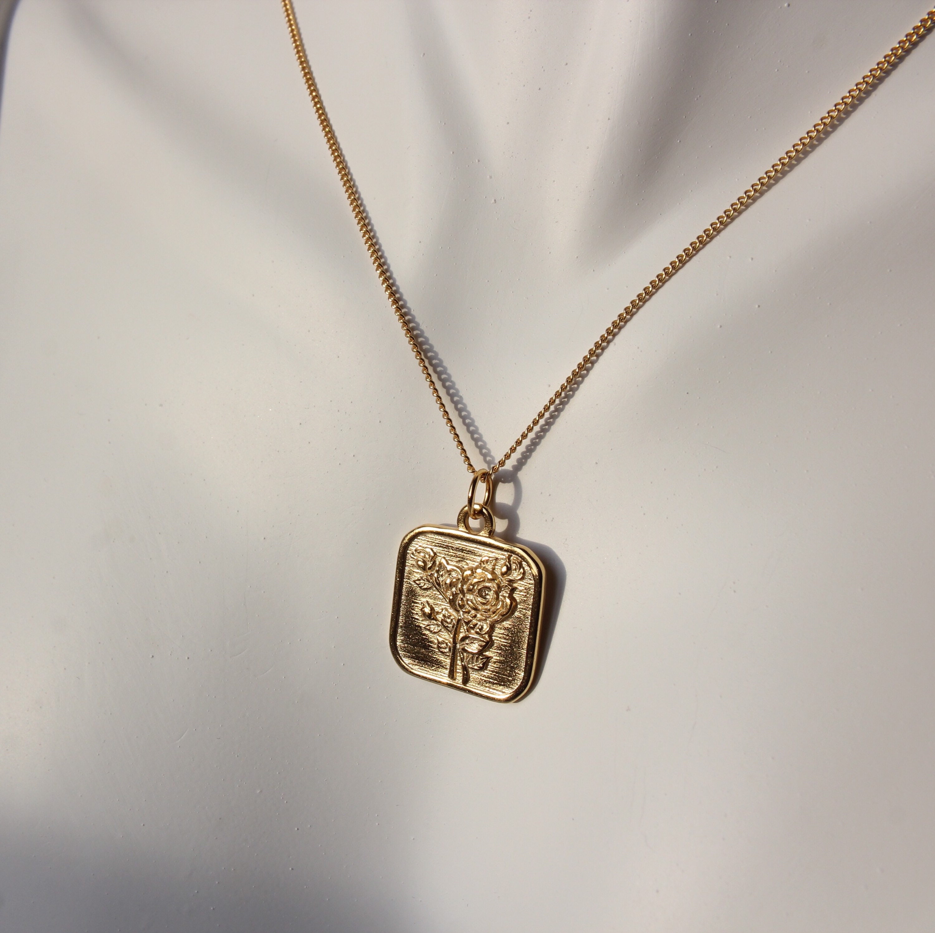 Gold Square Pendant Necklace Square Gold Pendant Necklace | Etsy