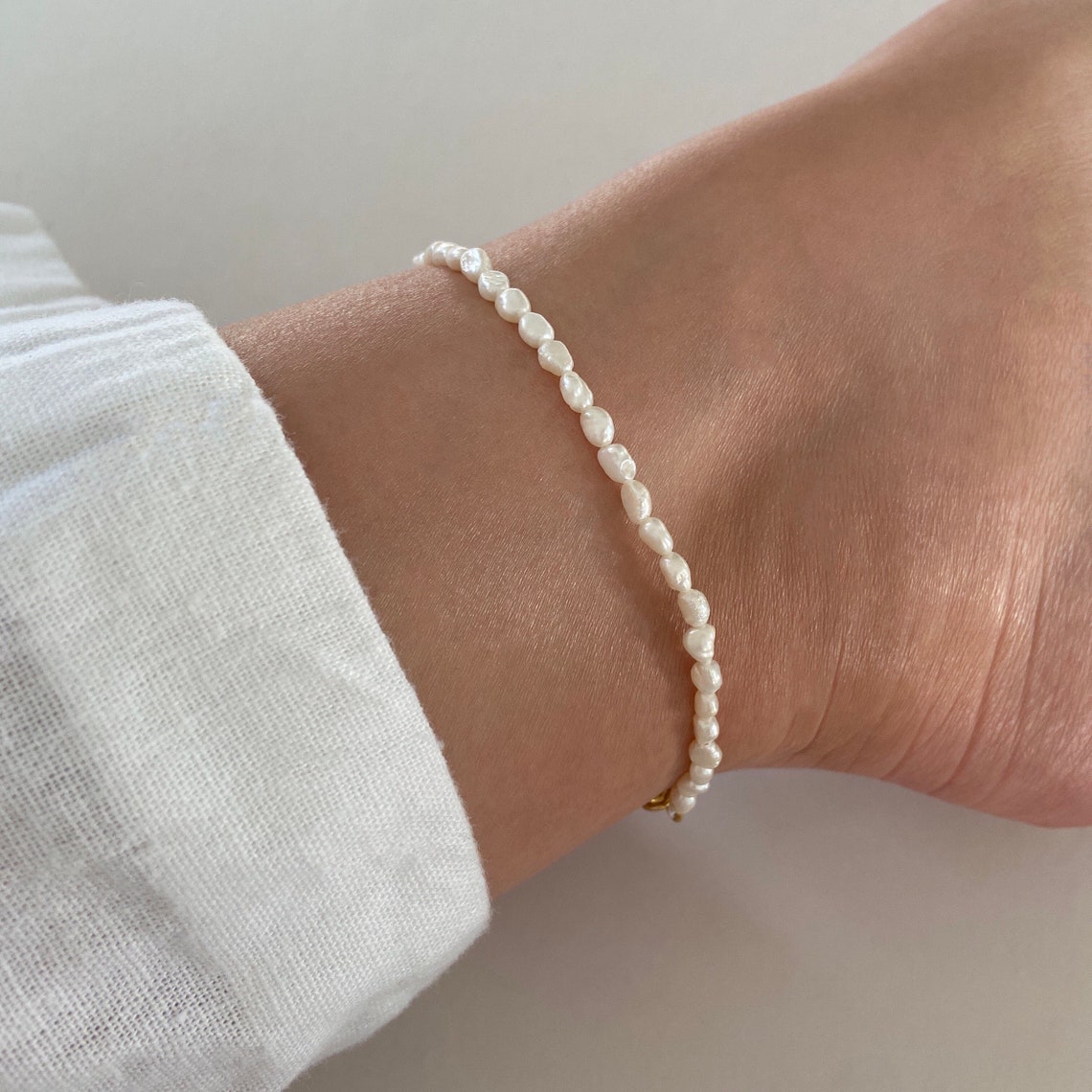Freshwater Pearl Anklet Dainty Pearl Anklet Tiny Seed Pearl - Etsy