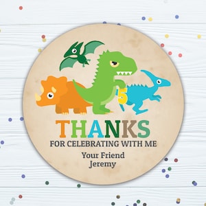 Dinosaur Birthday Stickers Dinosaur Party Favor Stickers | Etsy