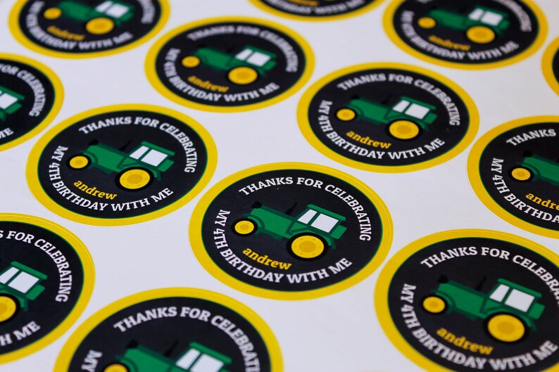 Farm Birthday Stickers Green Tractor Stickers Farm Party - Etsy
