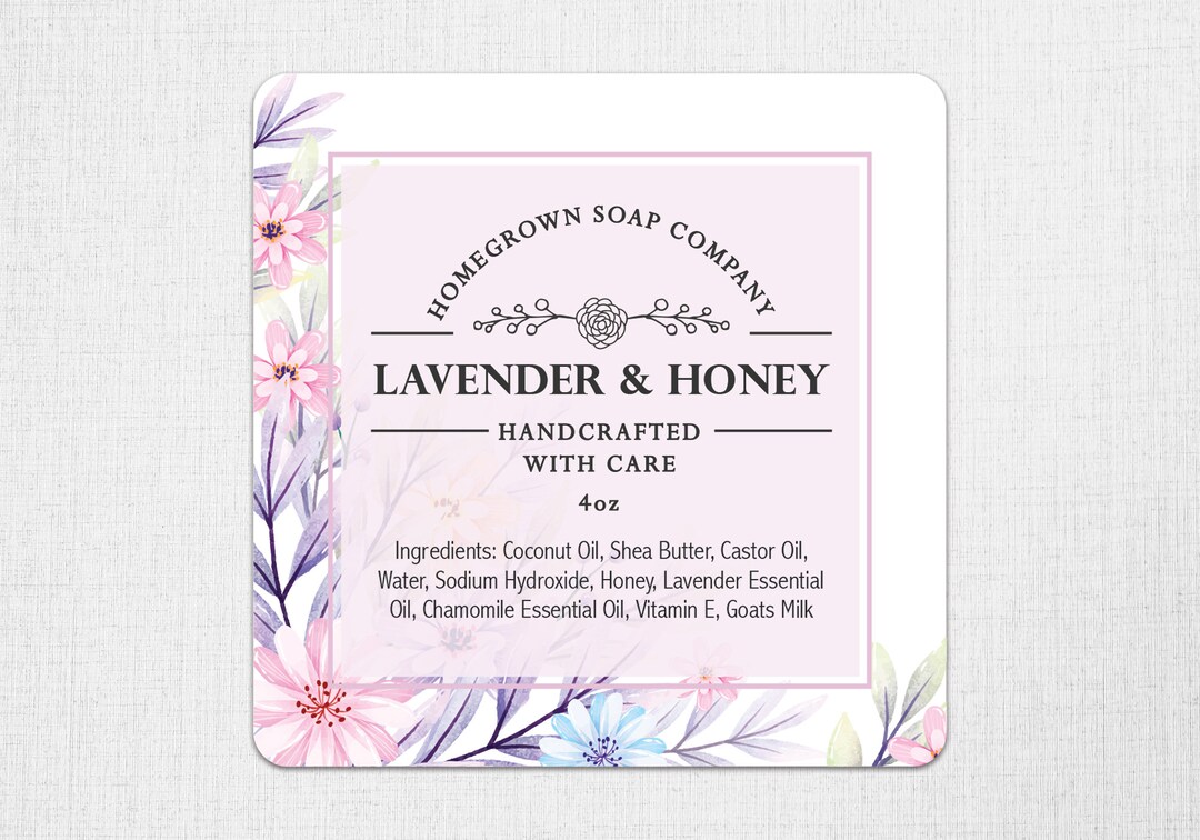 Floral Soap Sticker, Pastel Watercolor Soap Label, Handmade Soap ...
