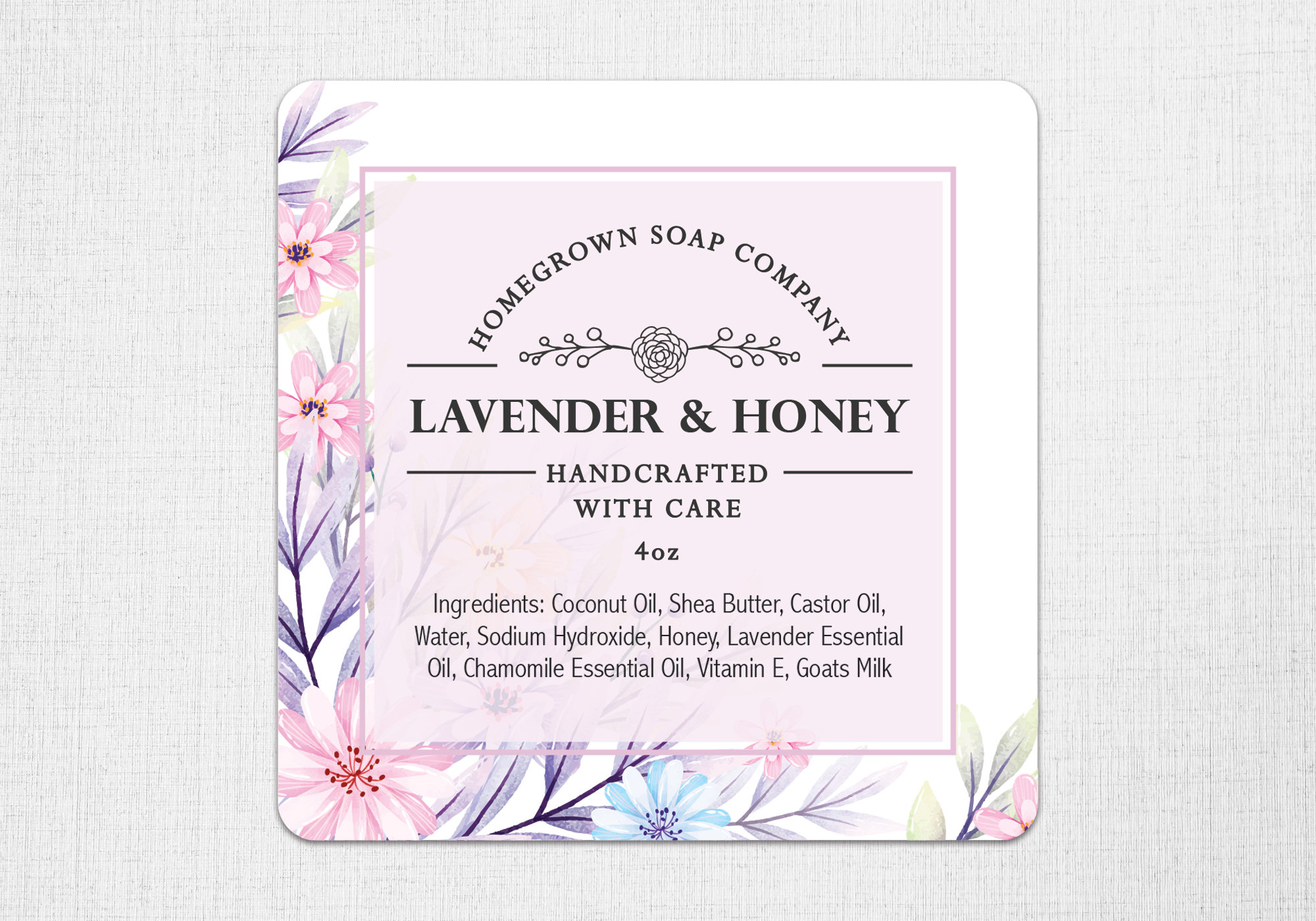 Floral Soap Sticker Pastel Watercolor Soap Label Handmade - Etsy