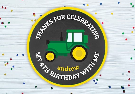 Farm Birthday Stickers Green Tractor Stickers Farm Party | Etsy