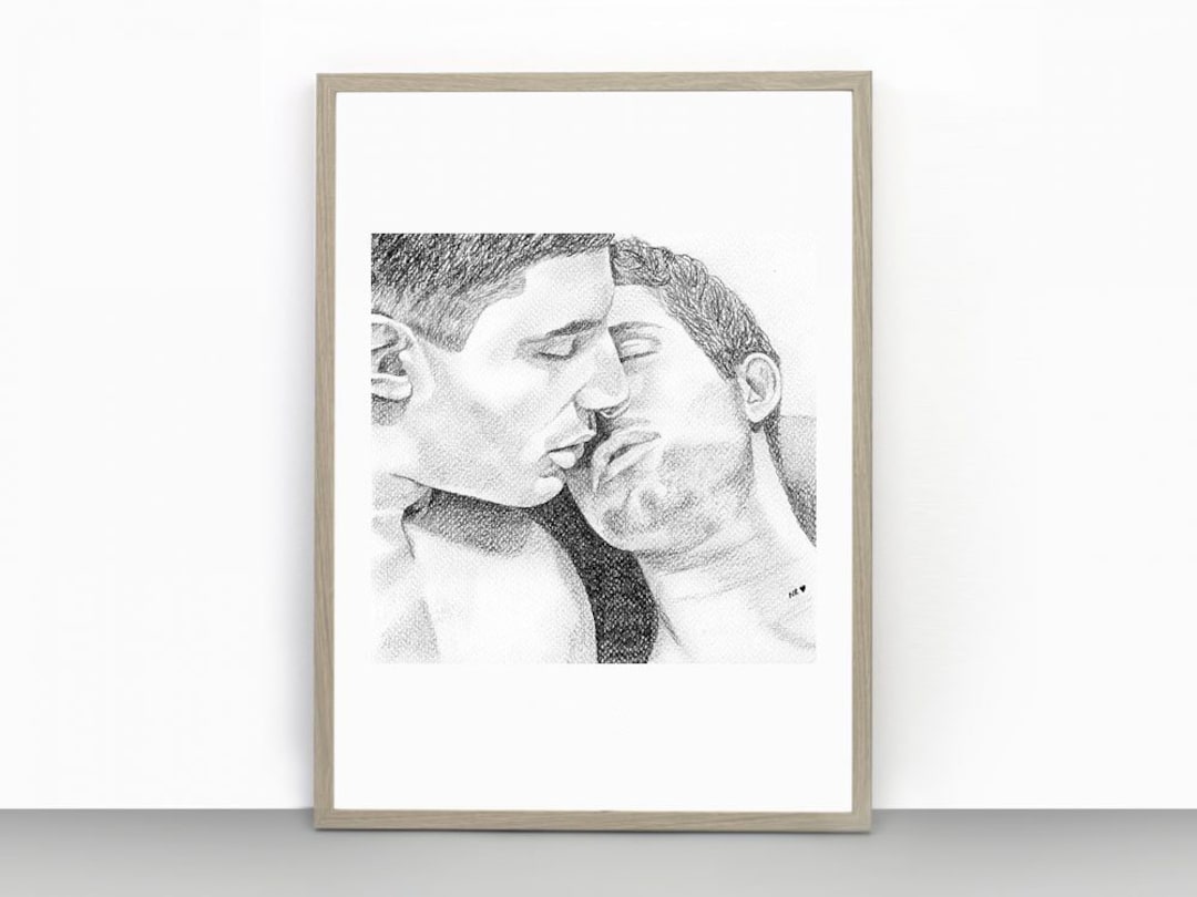 Gay Art Print Gay Couple Gay Lovers Erotic Male Nude Love Is Love No 4