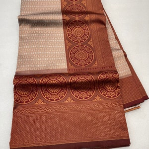 Coffee Color Banarasi Soft Silk Copper Desinger Zari Weaving Beautiful ...