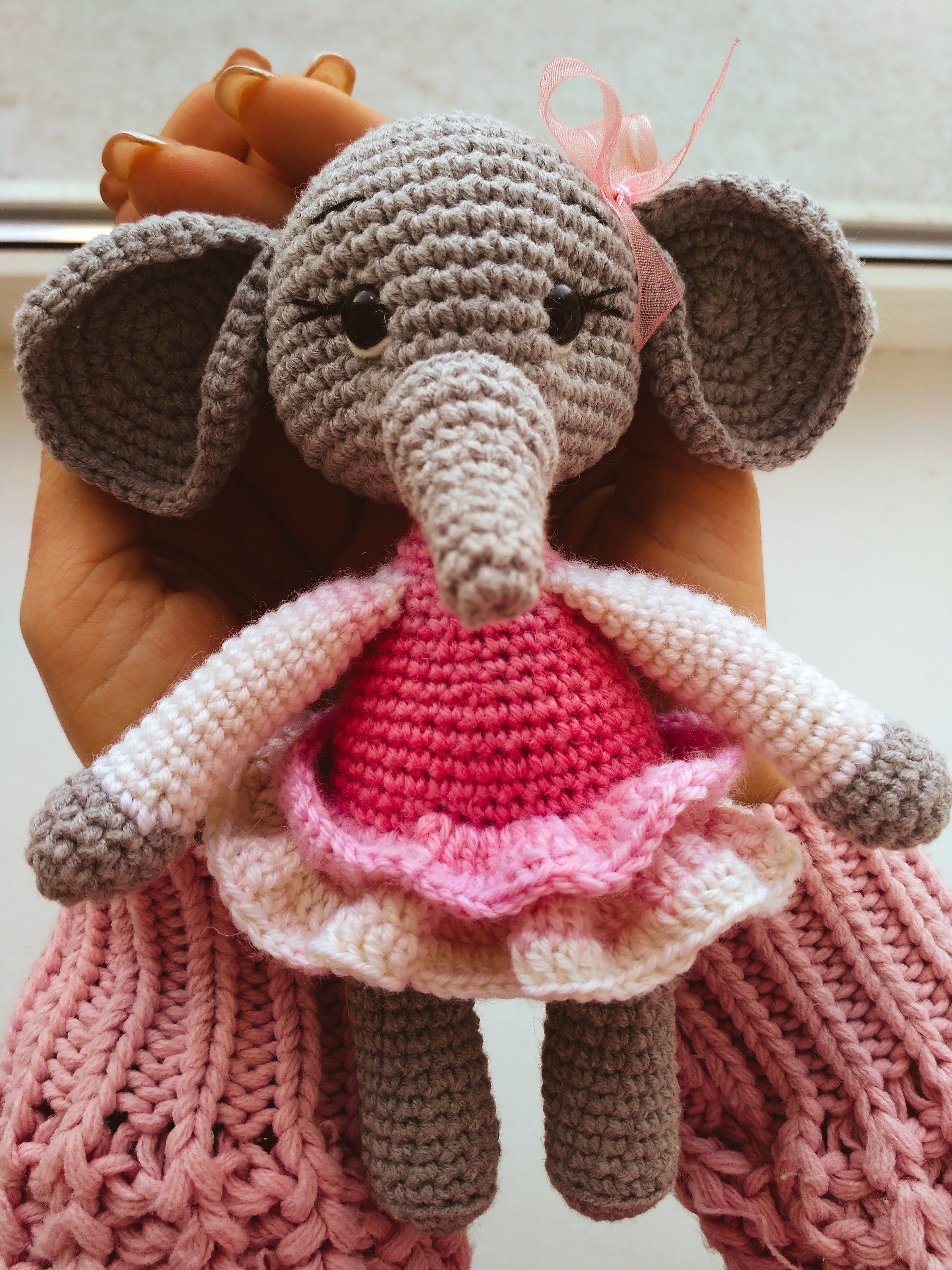 Cute Gray Elephant Amigurumi Elephant in a Dress Crocheted - Etsy