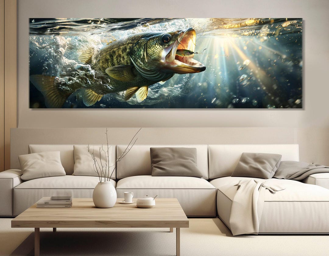 Largemouth Bass Canvas Print, Fishing Wall Art, Angler Gift, Framed and ...
