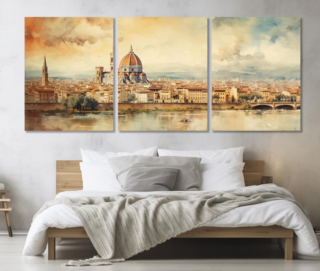 Vintage Florence Painting Canvas Print, Florence Skyline, Abstract ...