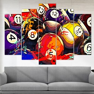 Billiards Wall Art, Billiards Balls Canvas Print, Game Room Decor ...