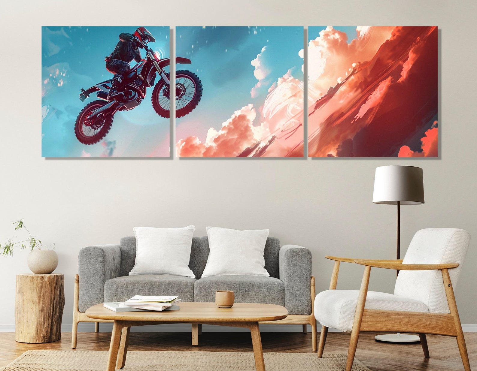 Large Motocross Jump Canvas Print, Motocross Wall Art, Abstract Dirt ...