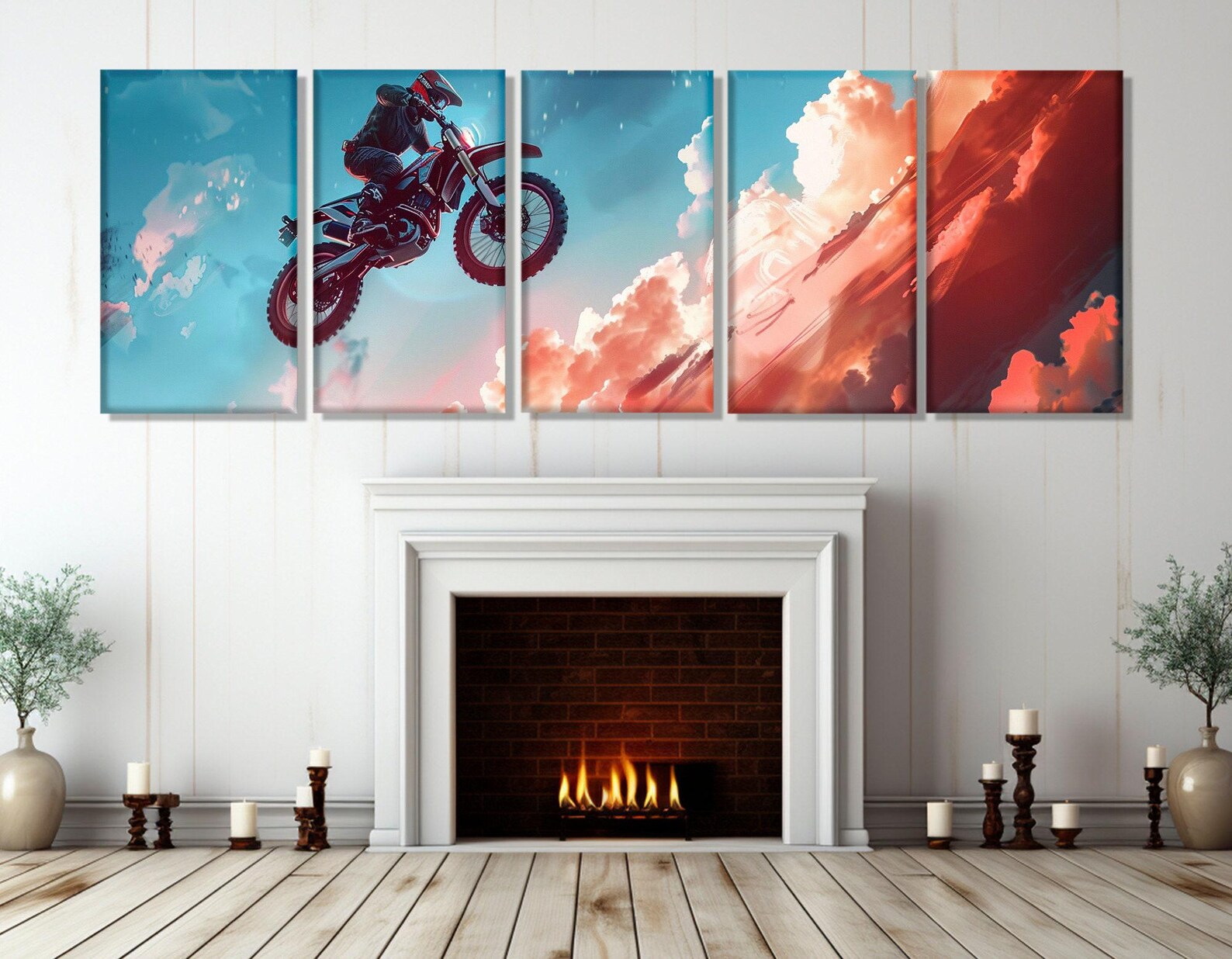 Large Motocross Jump Canvas Print, Motocross Wall Art, Abstract Dirt ...