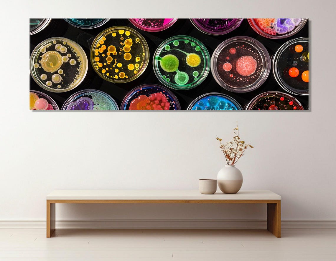 Petri Dishes With Bacterial Experiments Canvas Print, Laboratory Wall ...