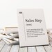 Sales Rep Definition Canvas Print, Sales Representative Poster, Funny ...