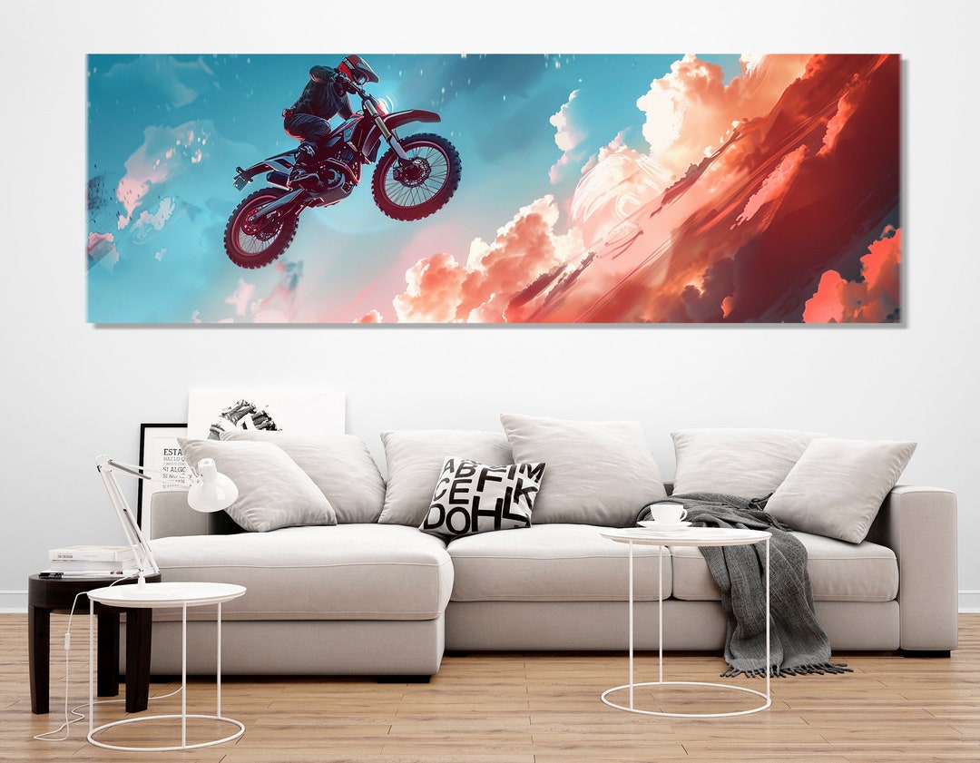 Large Motocross Jump Canvas Print, Motocross Wall Art, Abstract Dirt ...