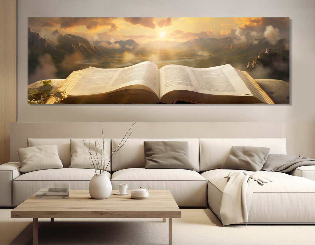 Open Bible Canvas Print, Religious Painting, Bible Wall Art, Religious ...