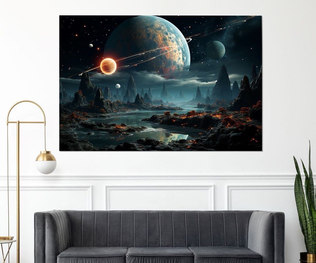 Abstract Jupiter Wall Art, Space Painting Canvas Print, Galaxy Canvas ...